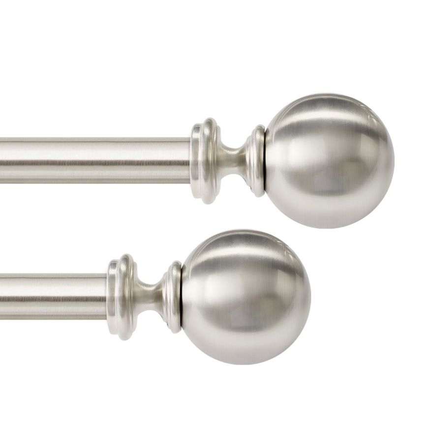132-366 CMS BALL 25MM EXTENDABLE CURTAIN ROD SATIN SILVER-2N