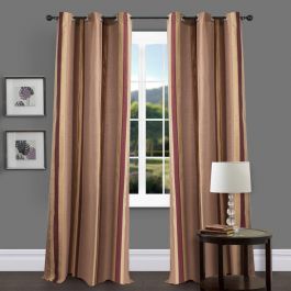 Curtain Broad Stripe Burgundy | Window Curtains Online - Decowindow.in